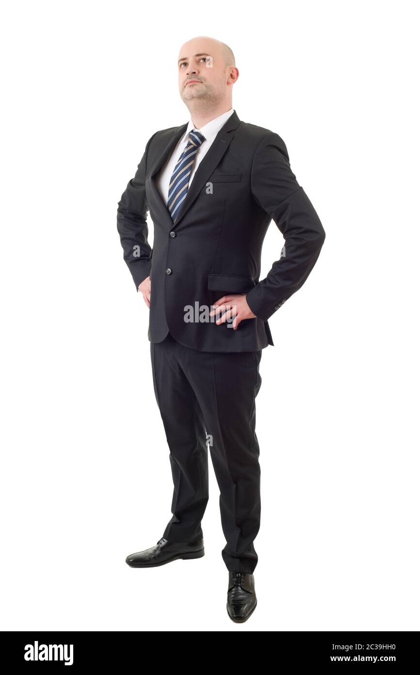 businessman thinking, full body, isolated on white background Stock ...