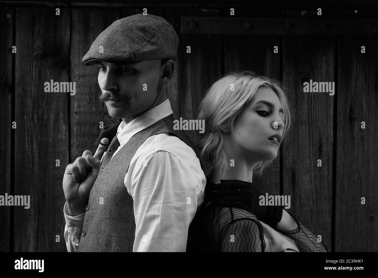 Portrait of a beautiful couple in vintage style. Retro style, classic ...