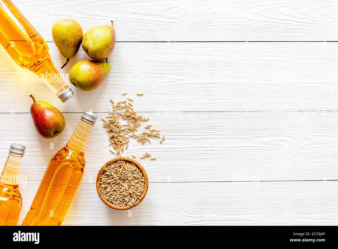 Flat lay of beer bottles top view copy space Stock Photo - Alamy