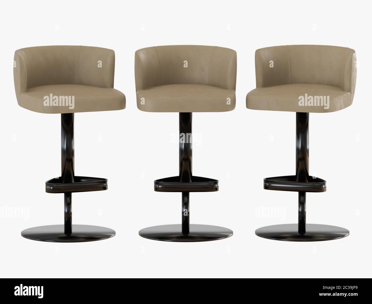 Three bar stools on a white background 3d rendering Stock Photo - Alamy