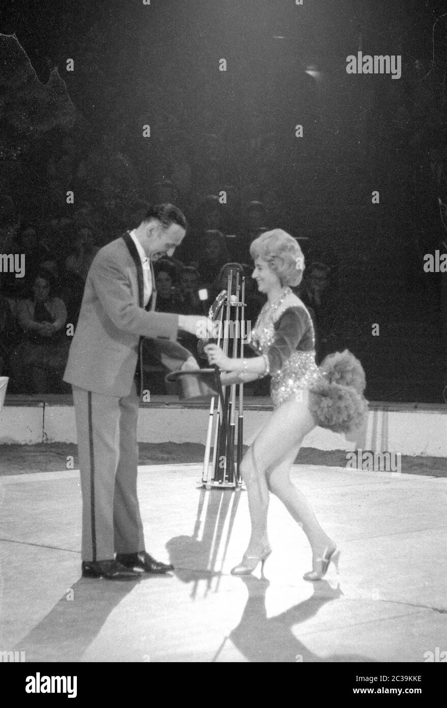 An artist and a presenter at Circus Krone in Munich Stock Photo - Alamy