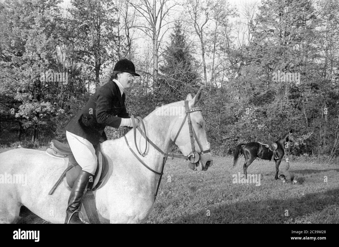 Horse riding accident Black and White Stock Photos & Images - Alamy