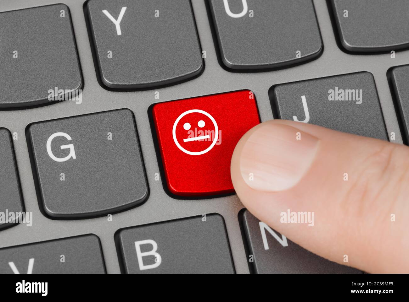 Computer keyboard with smile key Stock Photo - Alamy