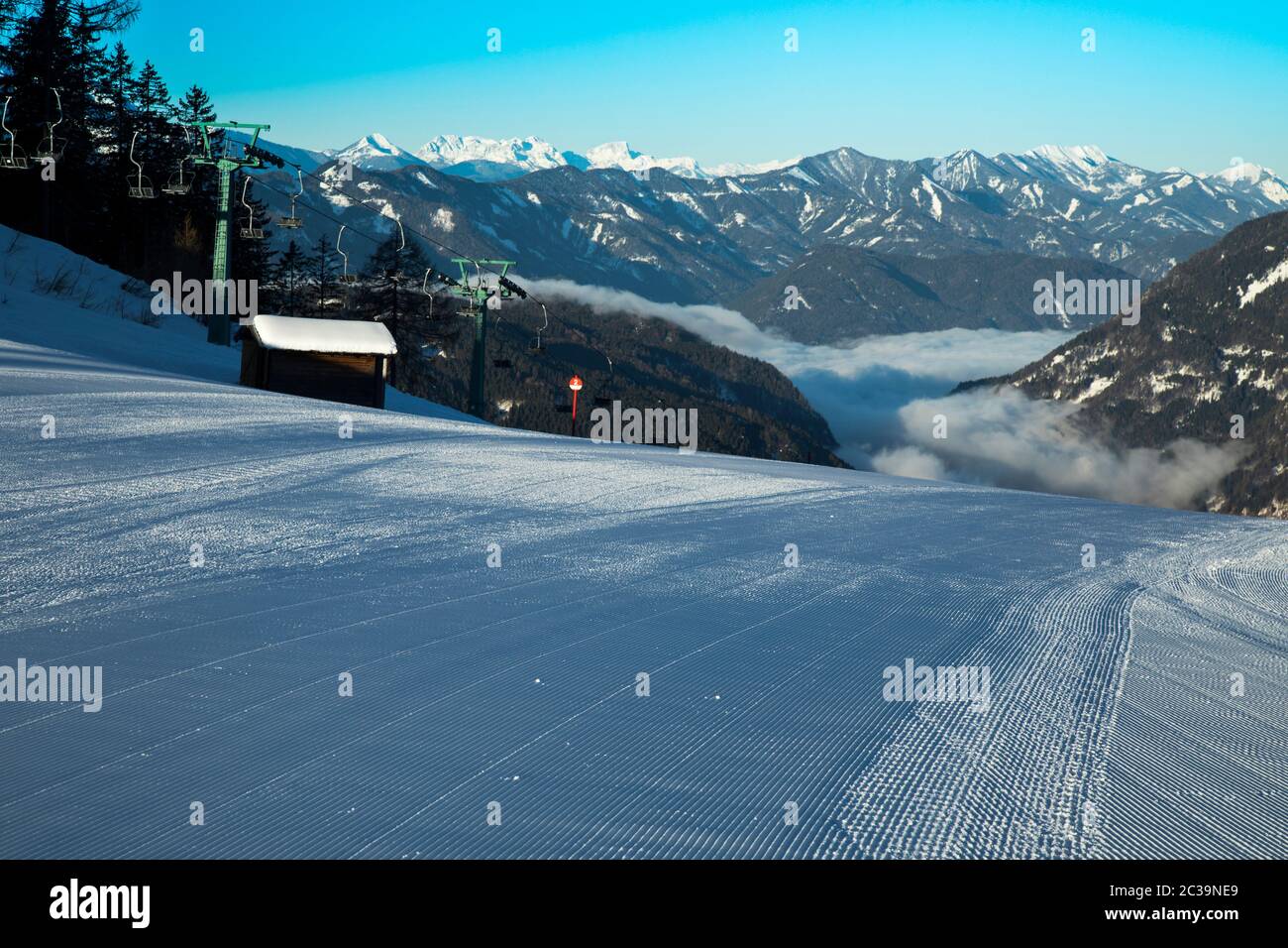 Winter mountains panorama with ski slope Stock Photo - Alamy