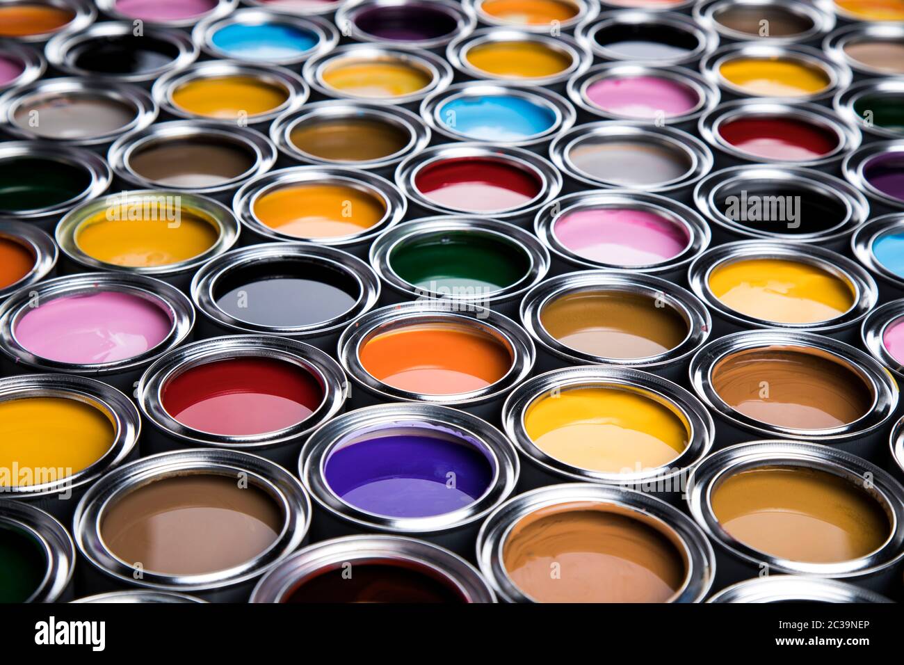 Colorful paint cans set, Painting background Stock Photo - Alamy