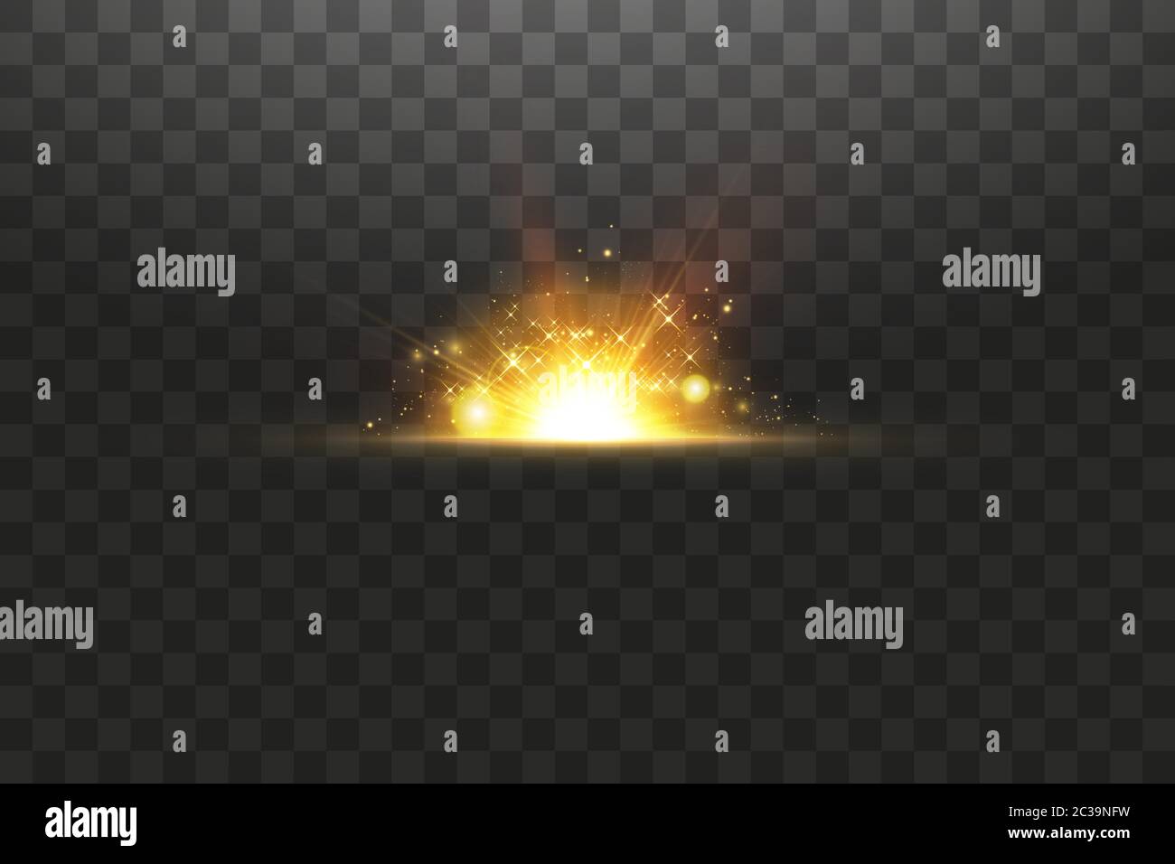 Shining golden stars isolated on black background. Effects, glare, lines, glitter, explosion ...