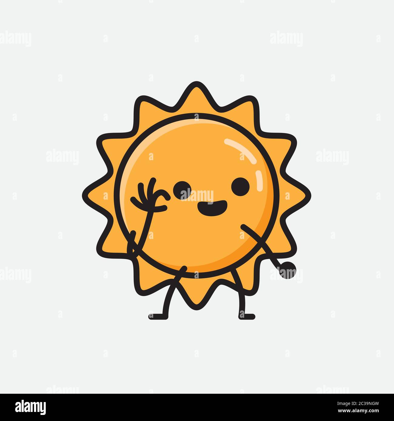 An illustration of Cute Sun Mascot Vector Character in Flat Design ...