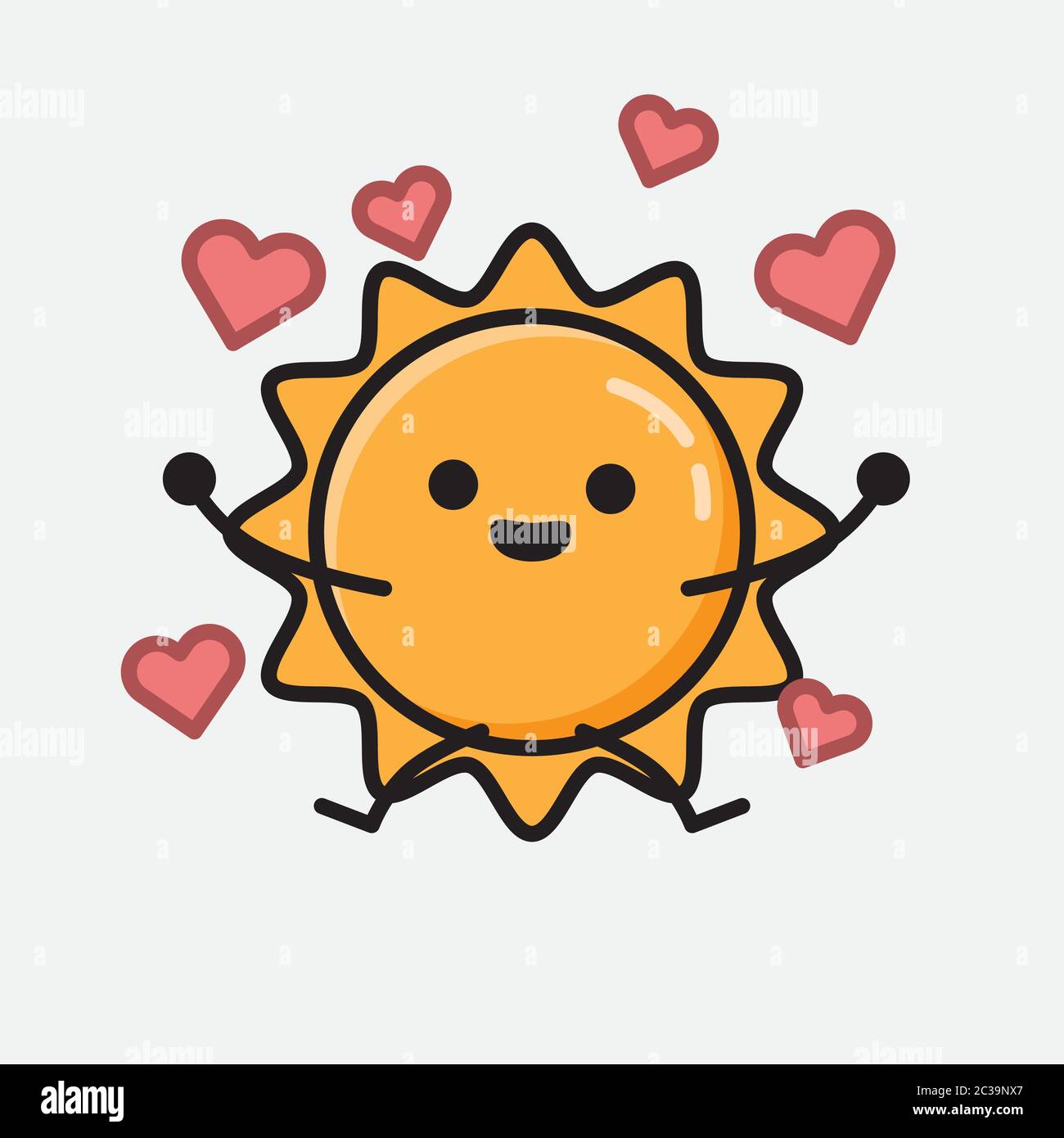An illustration of Cute Sun Mascot Vector Character in Flat Design ...