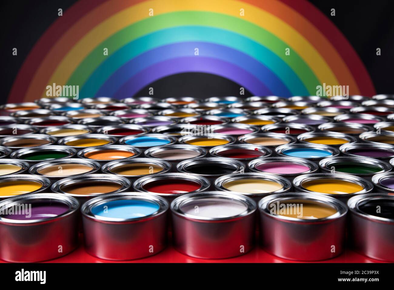 Tin metal cans, Painting background Stock Photo - Alamy