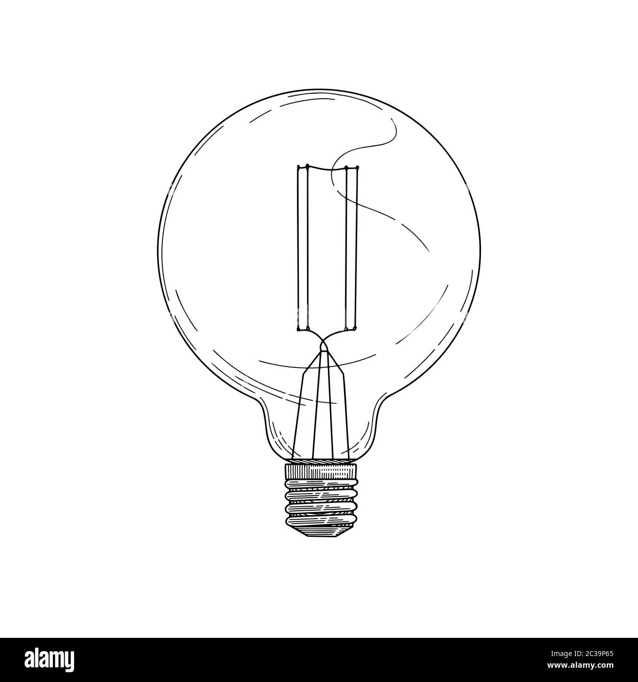 Sketch lightbulb isolated on a white background. Vector illustration ...