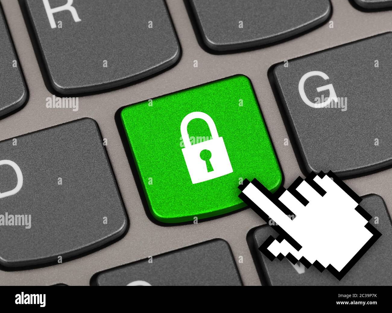 Computer keyboard with security key Stock Photo - Alamy