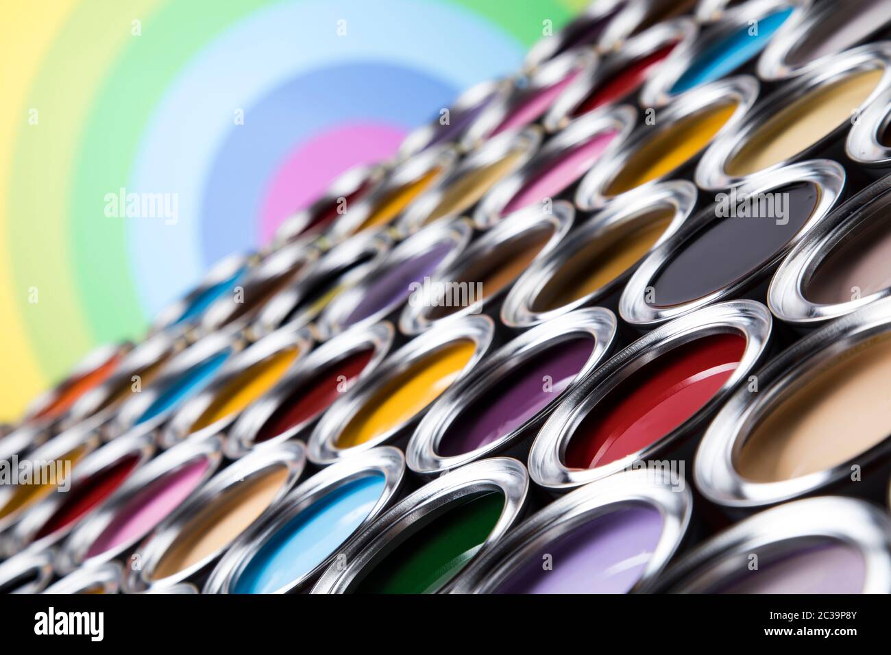 Tin metal cans, Painting background Stock Photo - Alamy