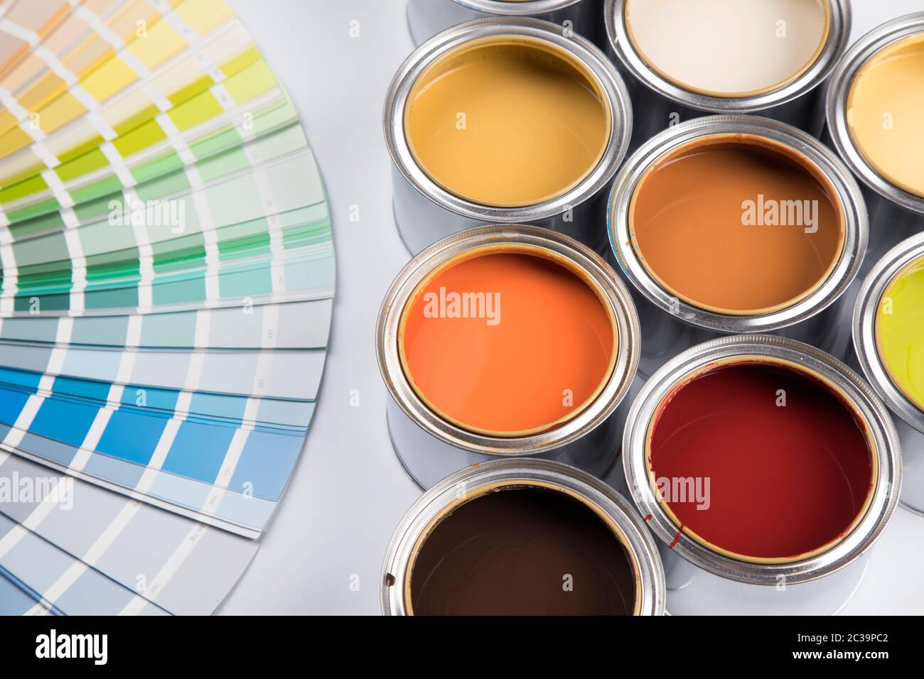 Colorful paint cans set, Painting background Stock Photo - Alamy