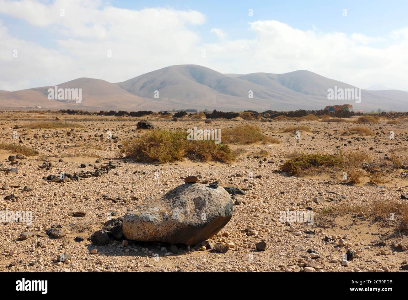 Arid region with rounded mountains on the background panoramic view on ...