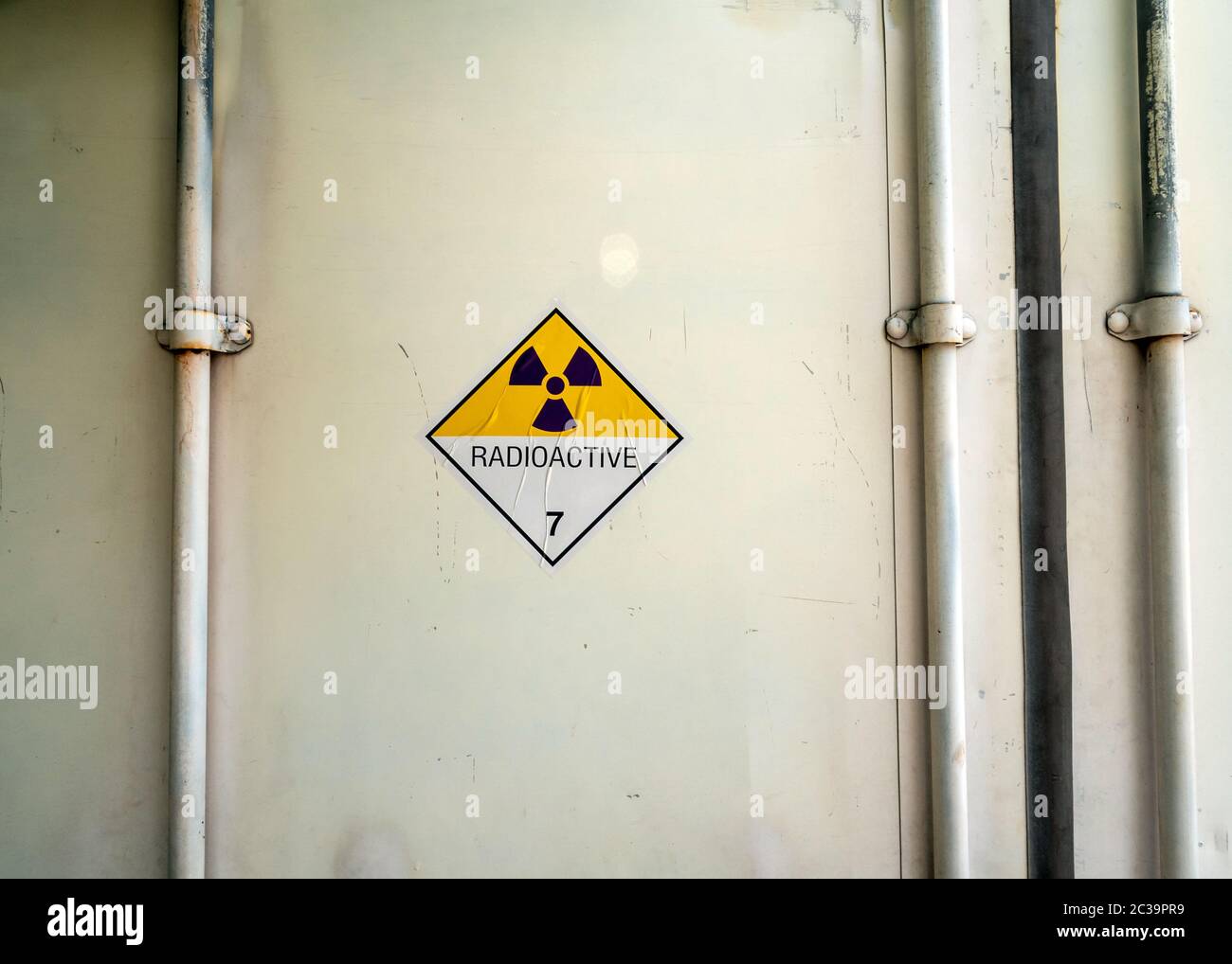 Radiation warning sign on the Hazardous materials transport label Class ...
