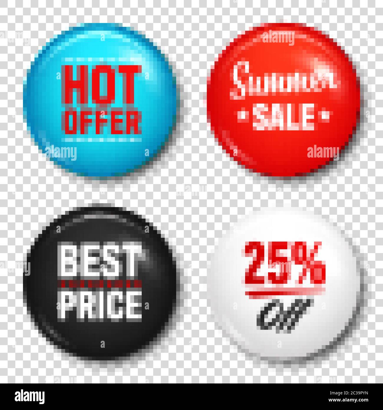 Realistic badges with text. Product promotion, sale. Special offer ...