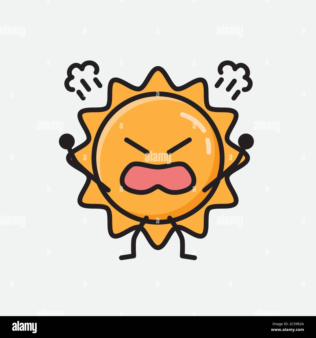 An illustration of Cute Sun Mascot Vector Character in Flat Design ...