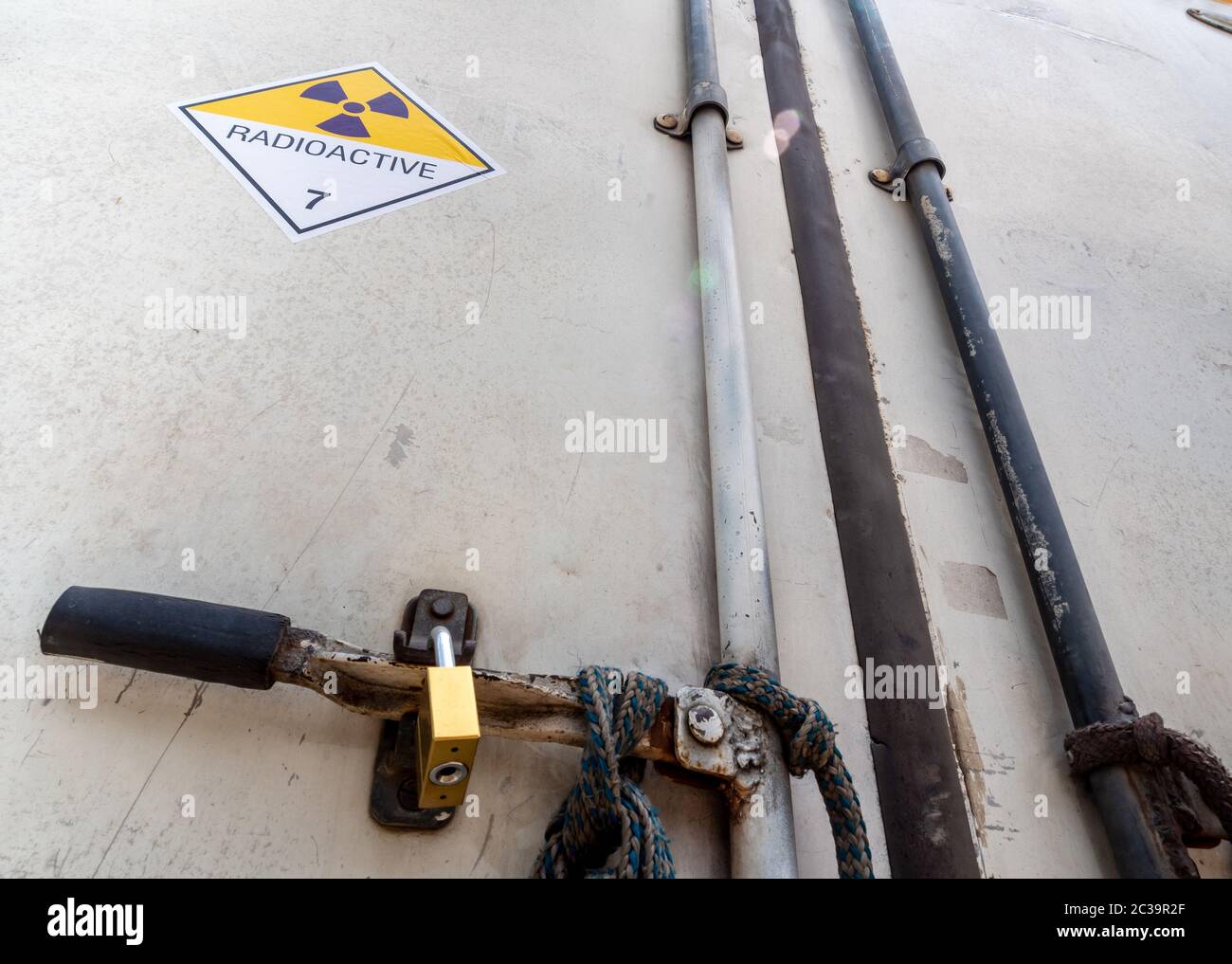 Radiation warning sign on the Hazardous materials transport label Class ...