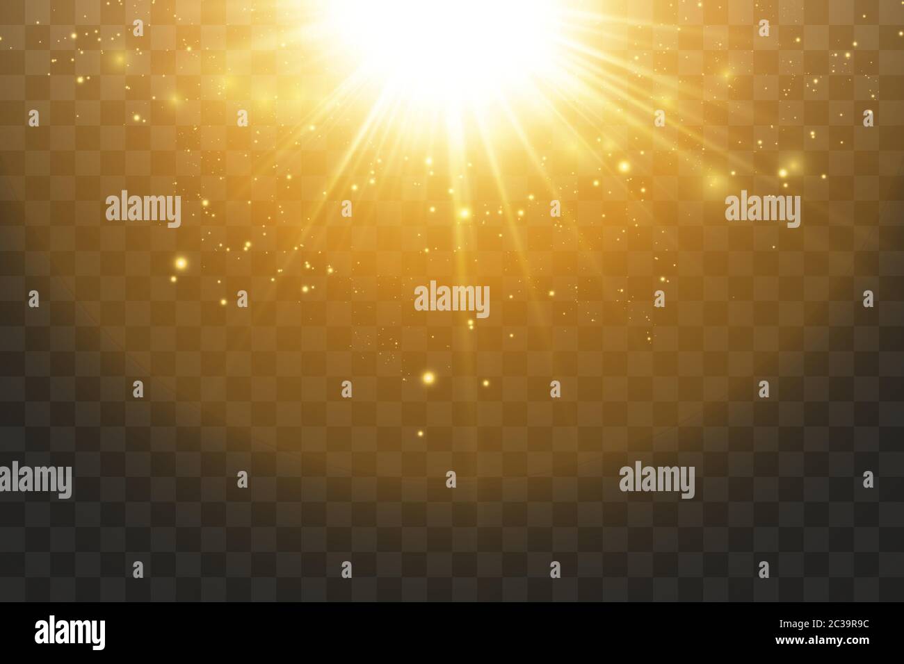 Shining golden stars isolated on black background. Effects, glare, lines, glitter, explosion ...