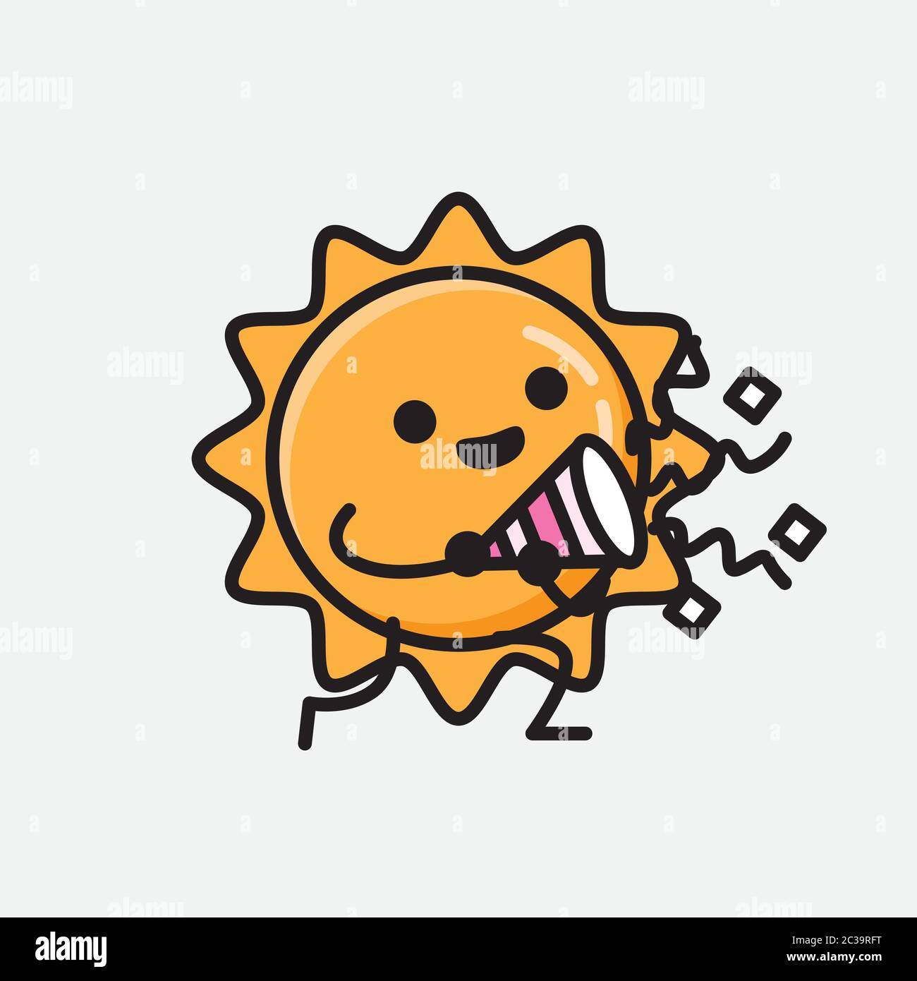 An illustration of Cute Sun Mascot Vector Character in Flat Design ...