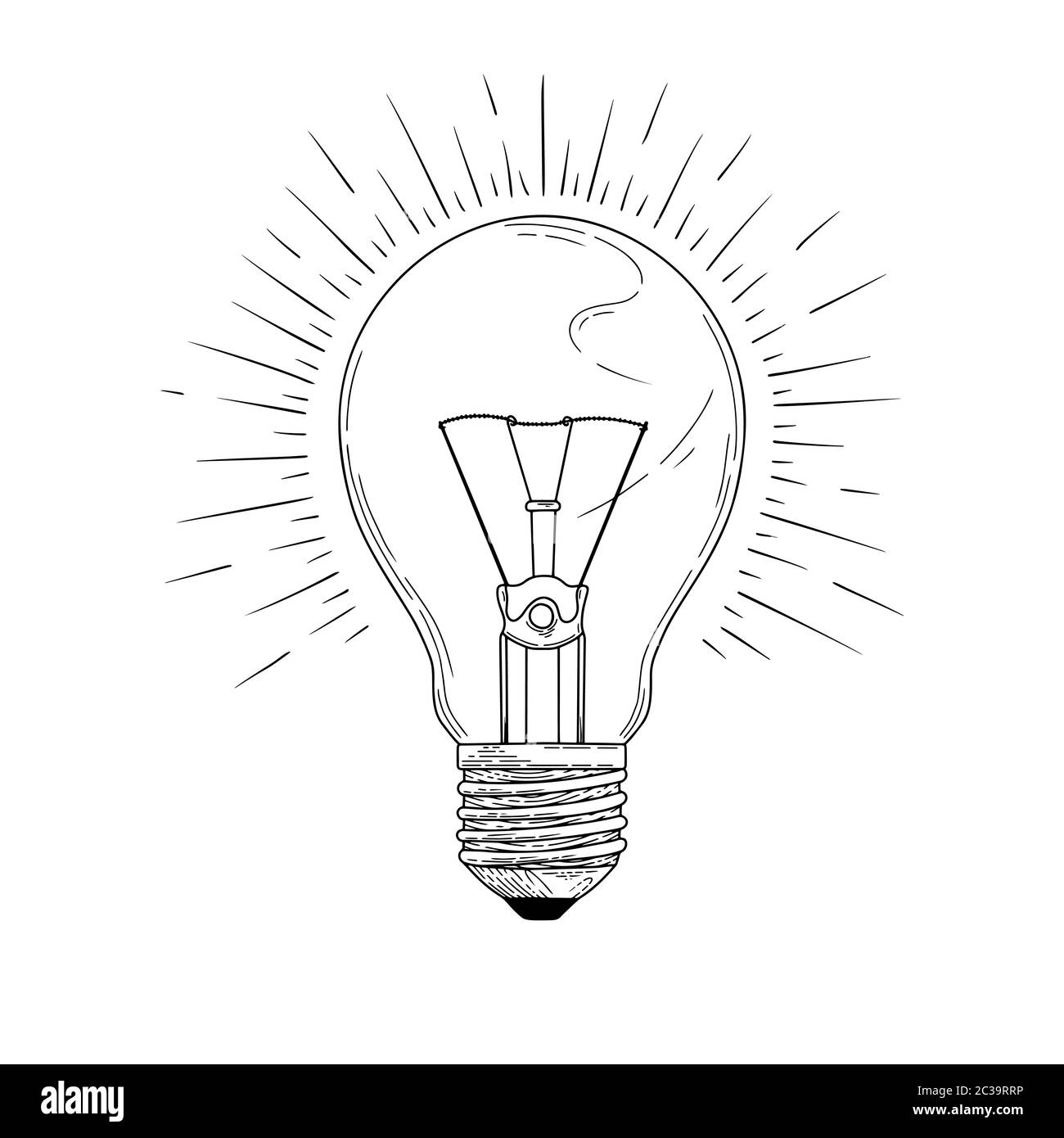 Sketch lightbulb isolated on a white background. Vector illustration ...