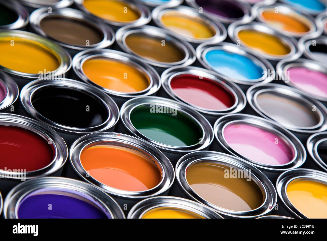 Colorful paint cans set, Painting background Stock Photo - Alamy