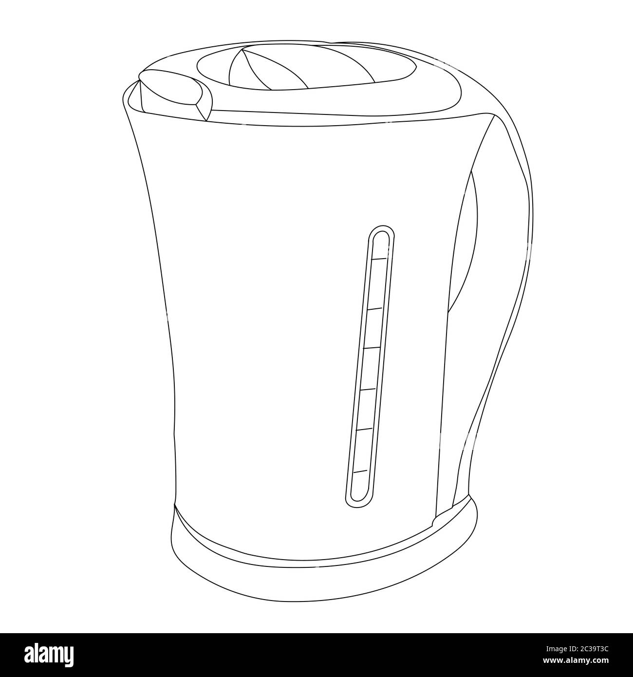 white background, sketch, contour, electric kettle Stock Vector Image ...