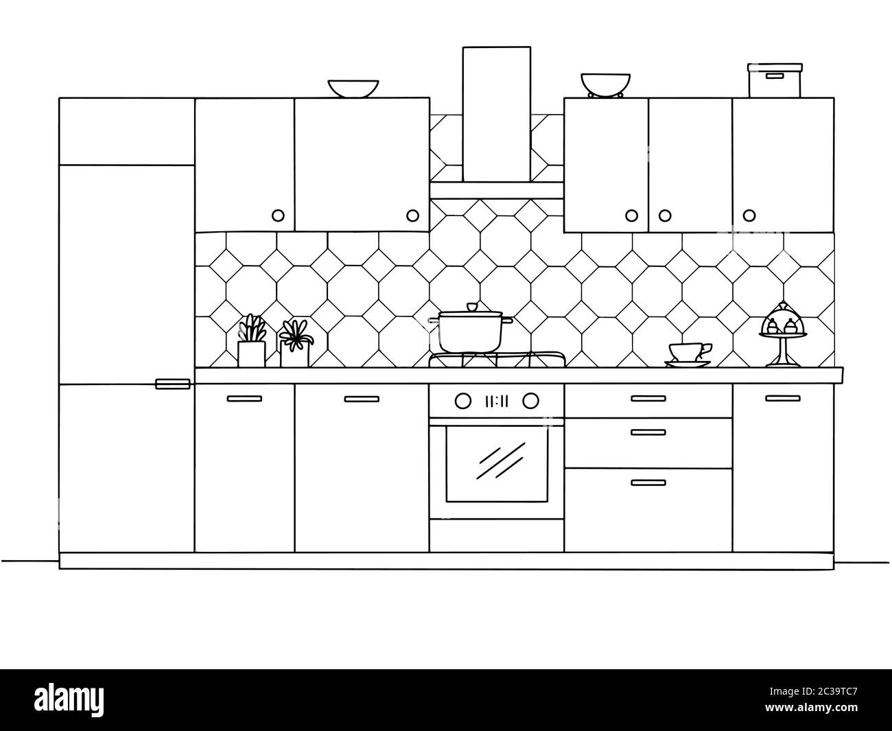 Kitchen furniture. Vector illustration in sketch style Stock Vector ...
