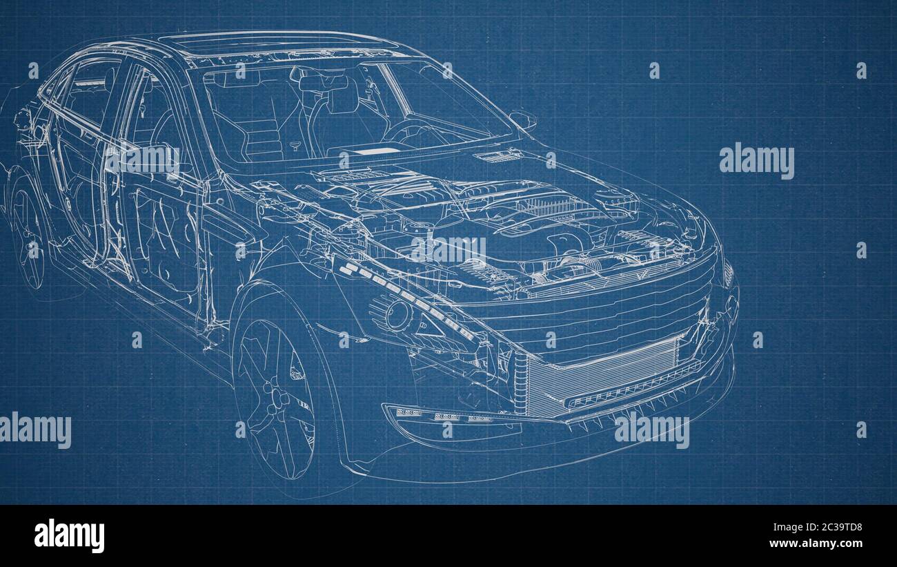 engine and other parts visible in car Stock Photo - Alamy