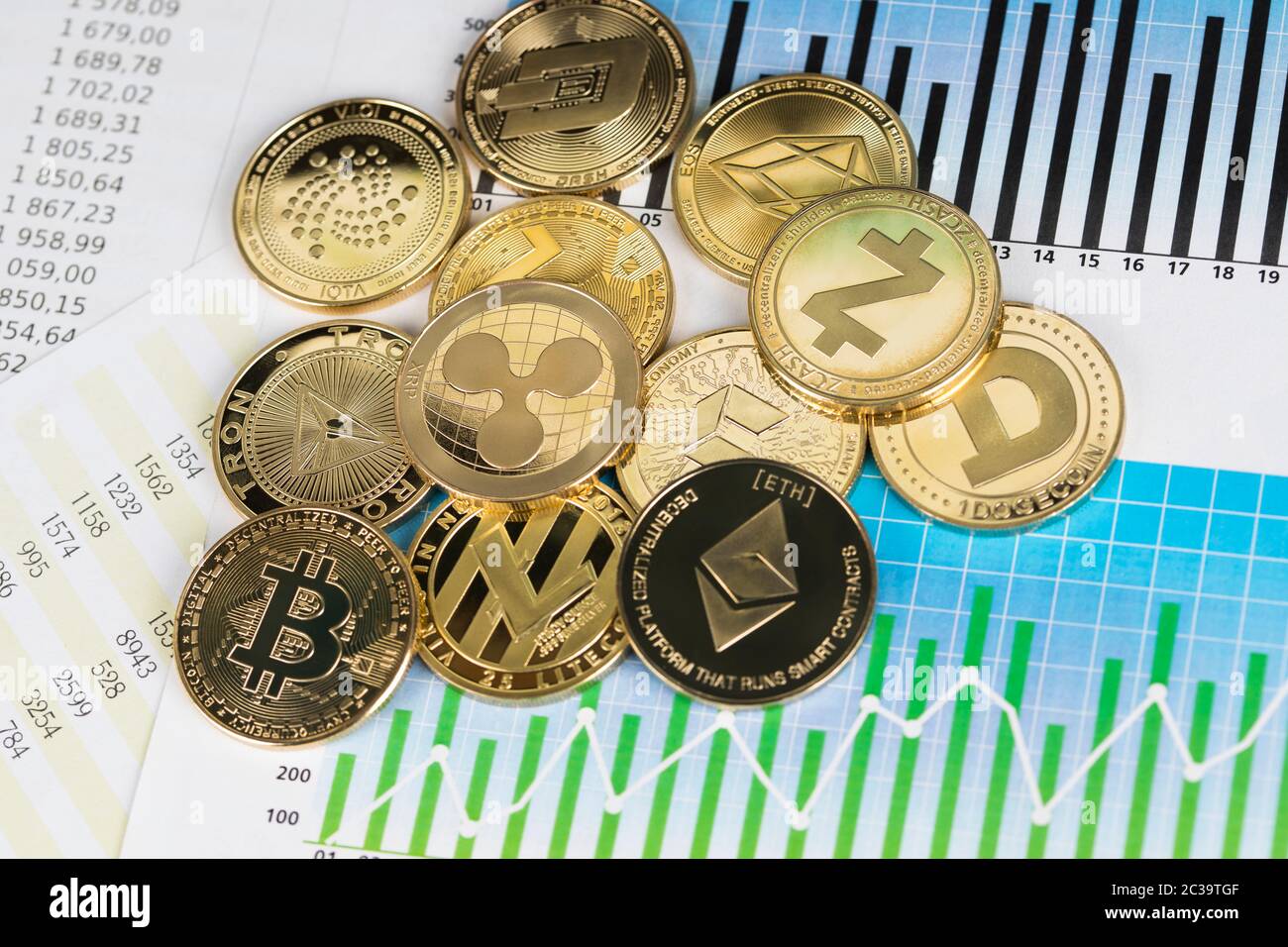 Cryptocurrency concept. Litecoin, etherium,bitcoin virtual currency ...
