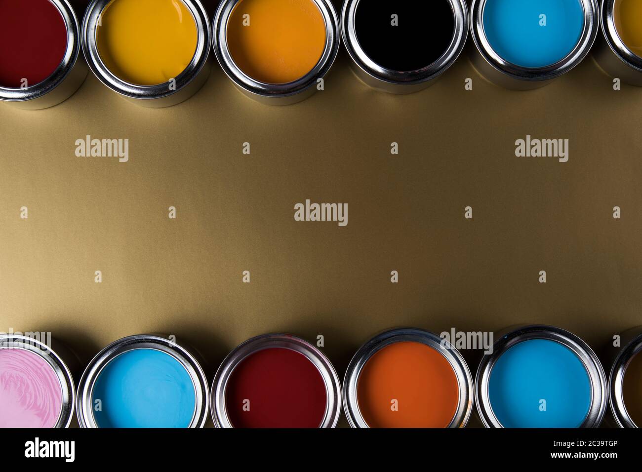 Colorful paint cans set, Painting background Stock Photo - Alamy