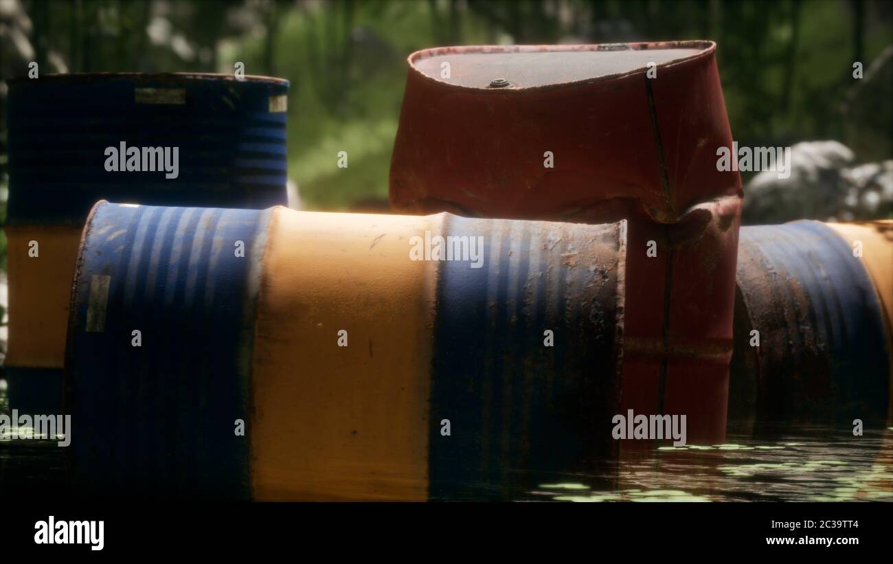 Barrels of toxic waste in nature hi-res stock photography and images ...