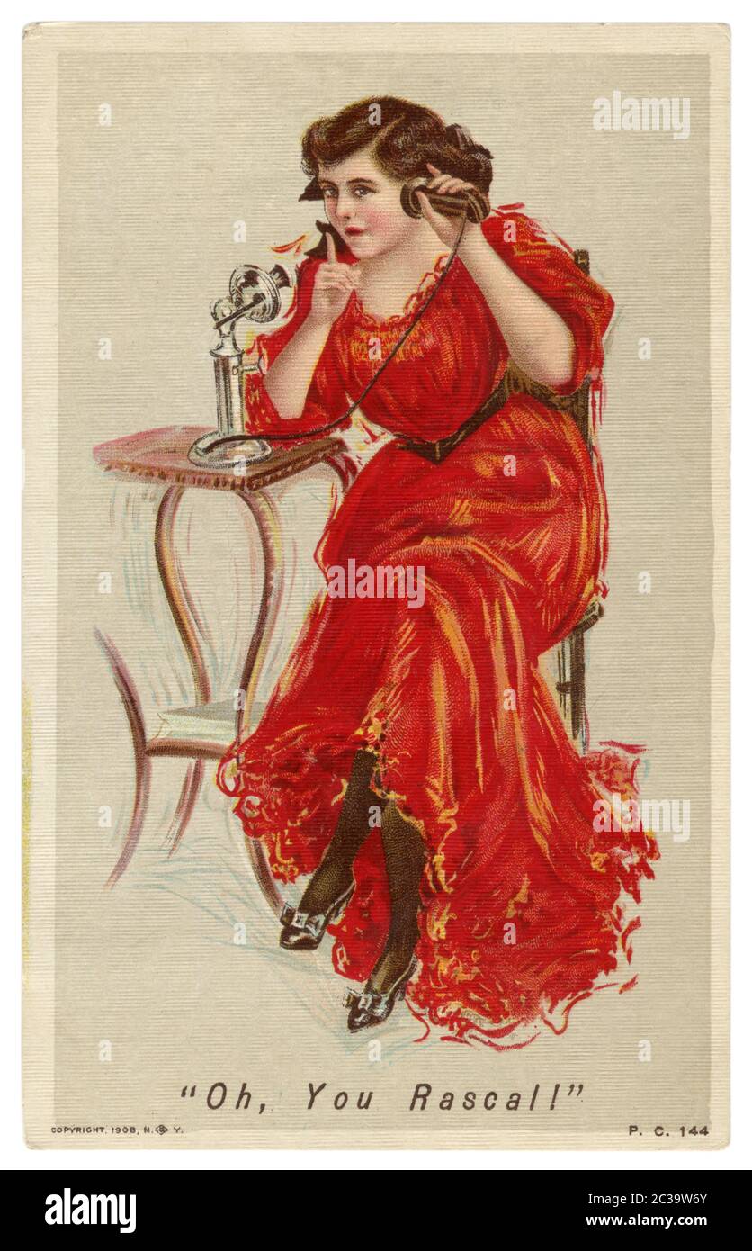 The USA - 1908: US historical lithographic postcard: Oh, you Rascal!. A ...