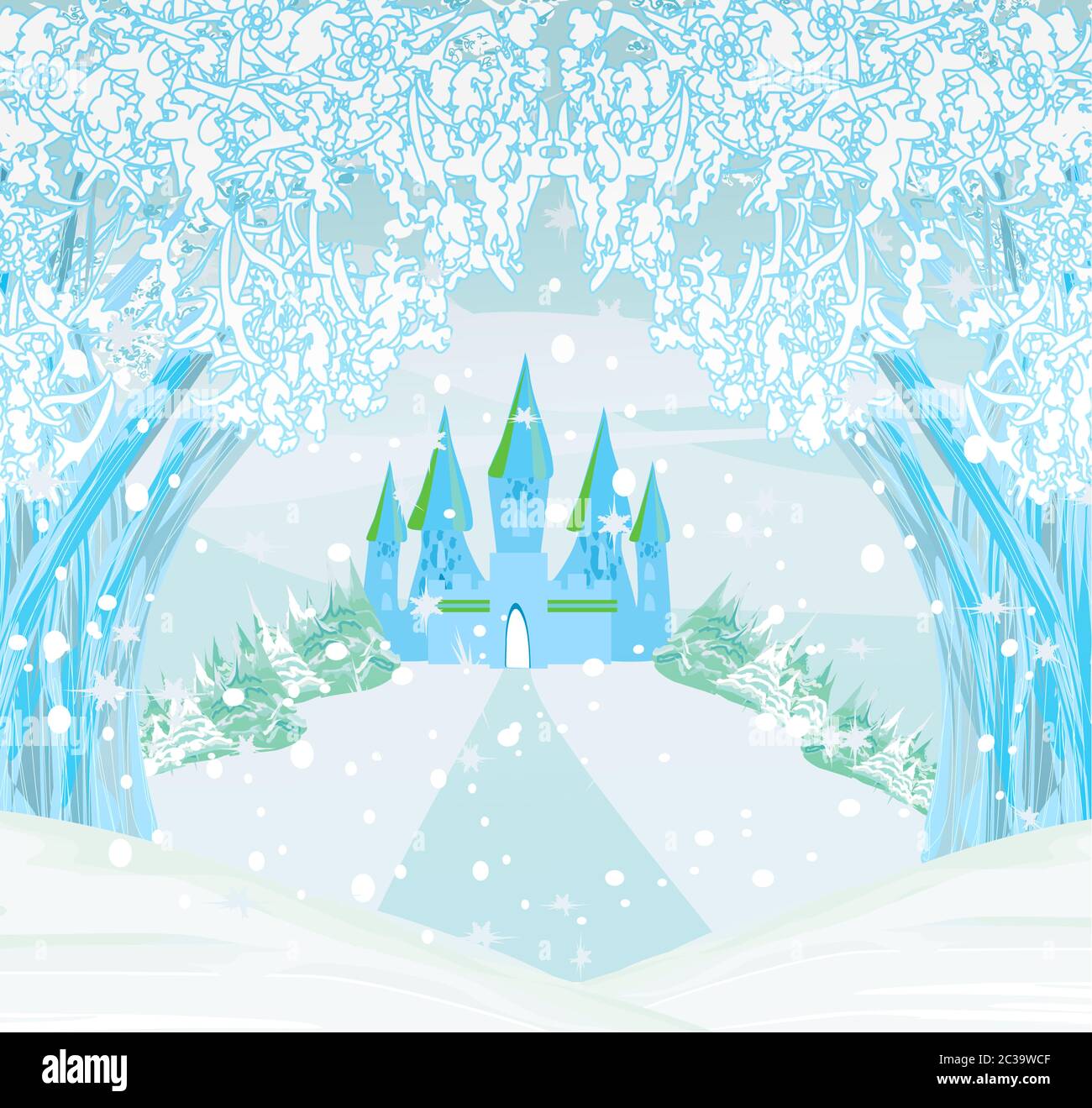 Winter landscape with castle Stock Photo - Alamy