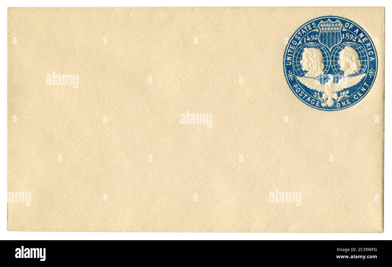 US blanked historical envelope with blue imprinted commemorative ...