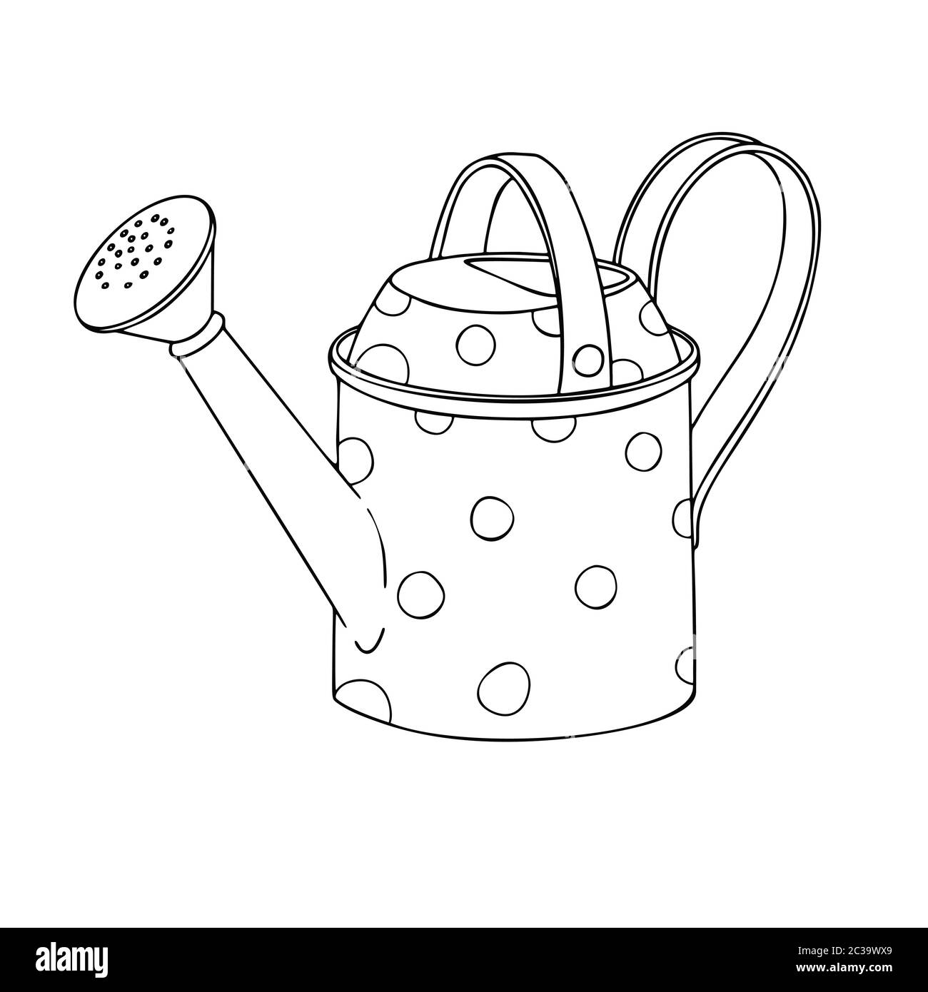 Sketch watering can for the garden. Watering can isolated on a white ...