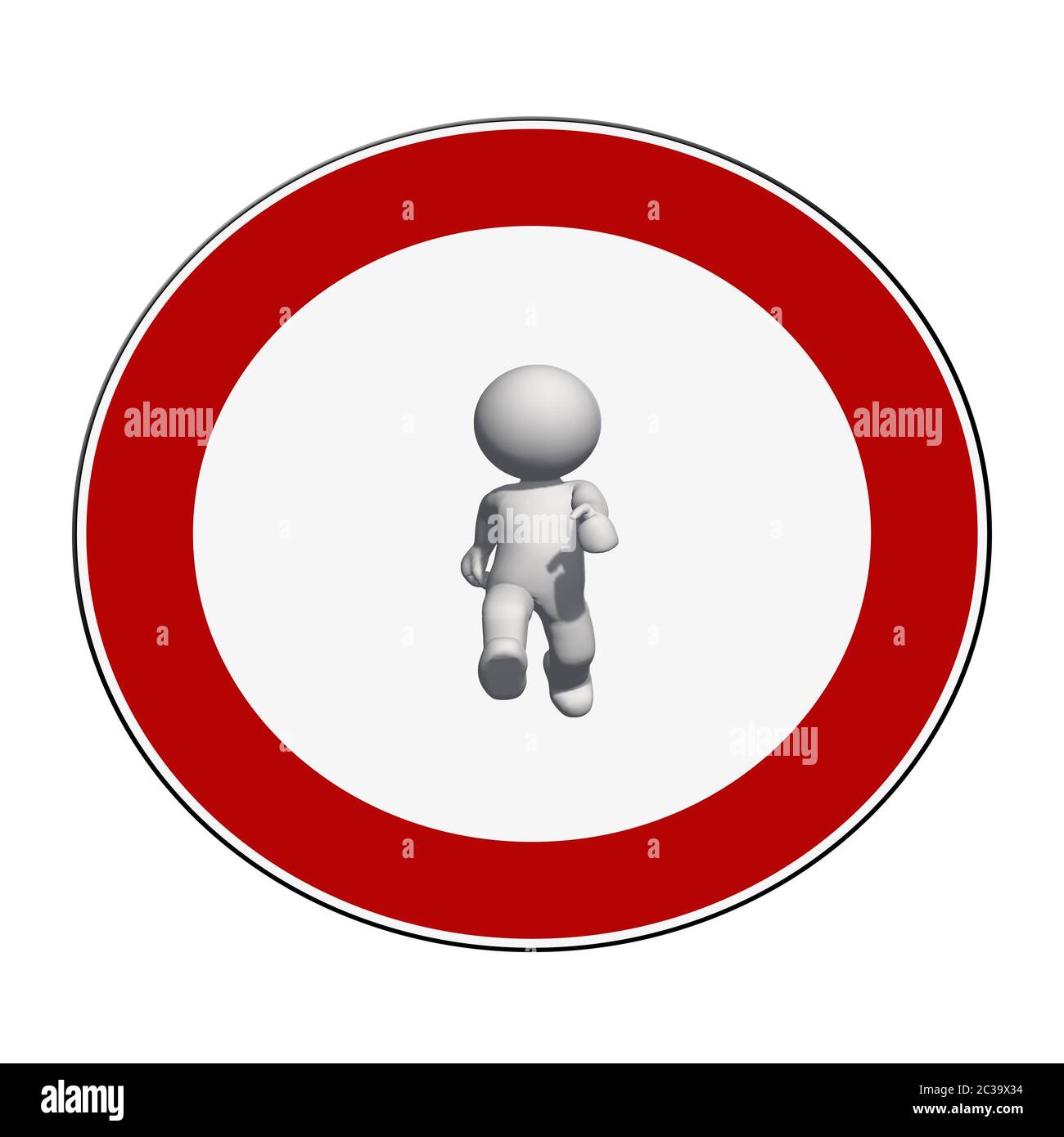 stop sign - white 3D human on stop sign is walking Stock Photo - Alamy