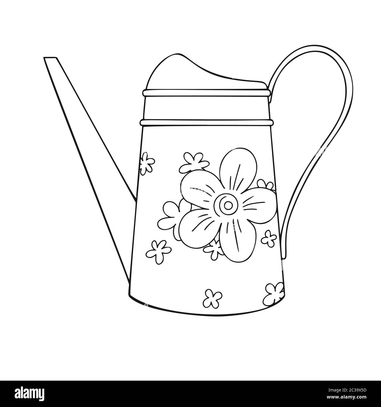 Sketch watering can for the garden. Watering can isolated on a white ...
