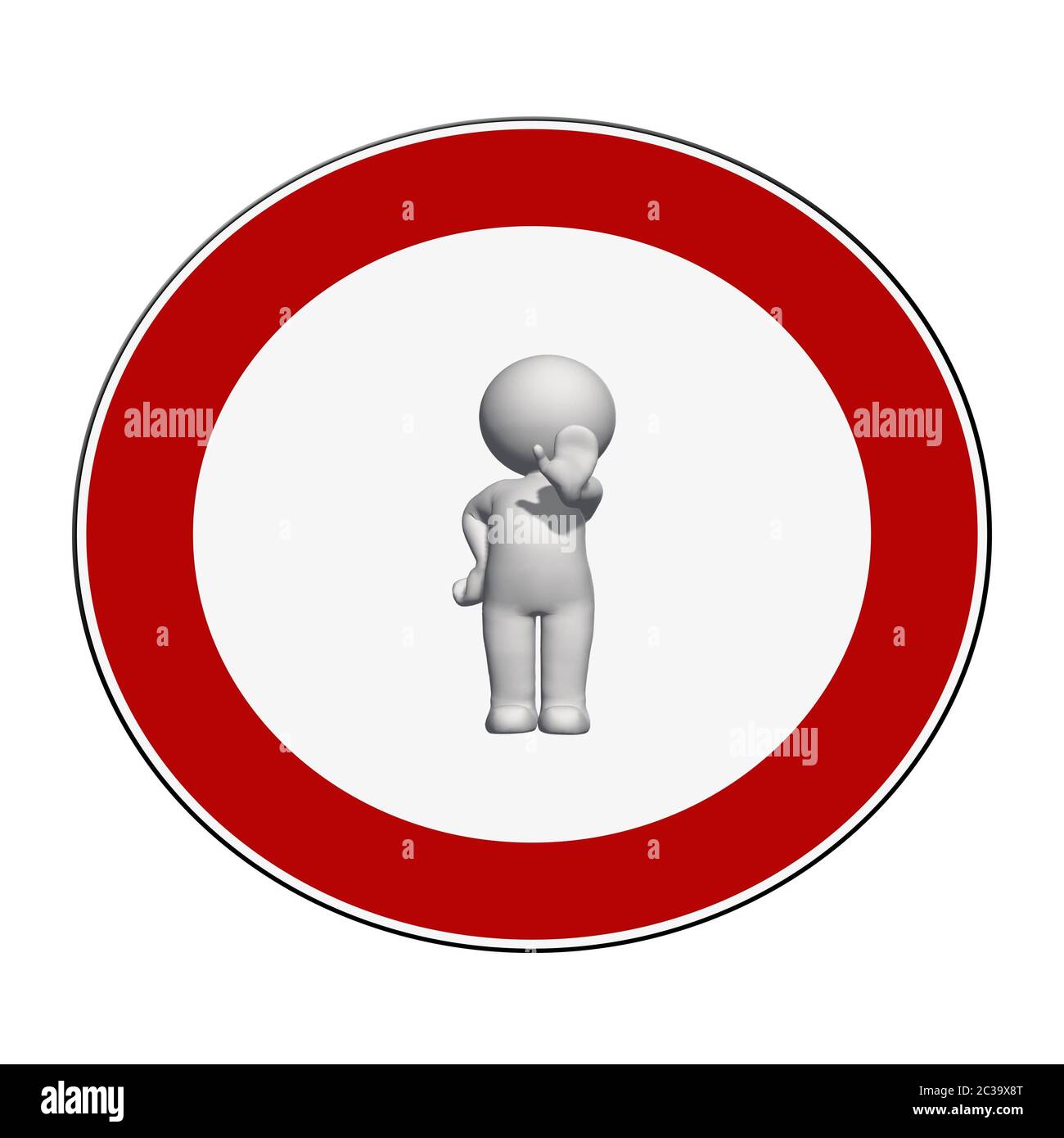 stop sign - white 3D human on stop sign shows stop signal Stock Photo ...