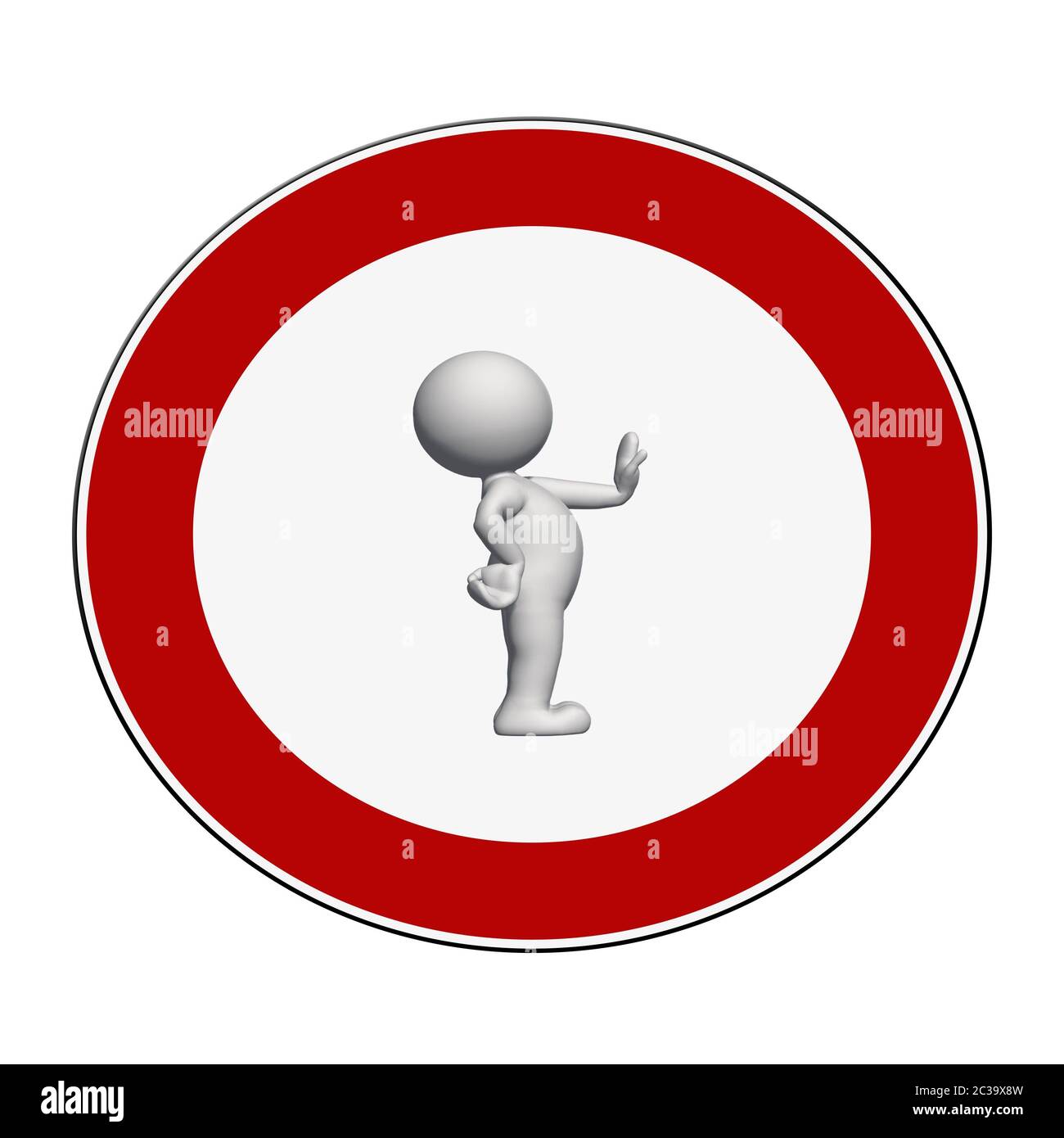 stop sign - white 3D human on stop sign shows stop signal Stock Photo ...