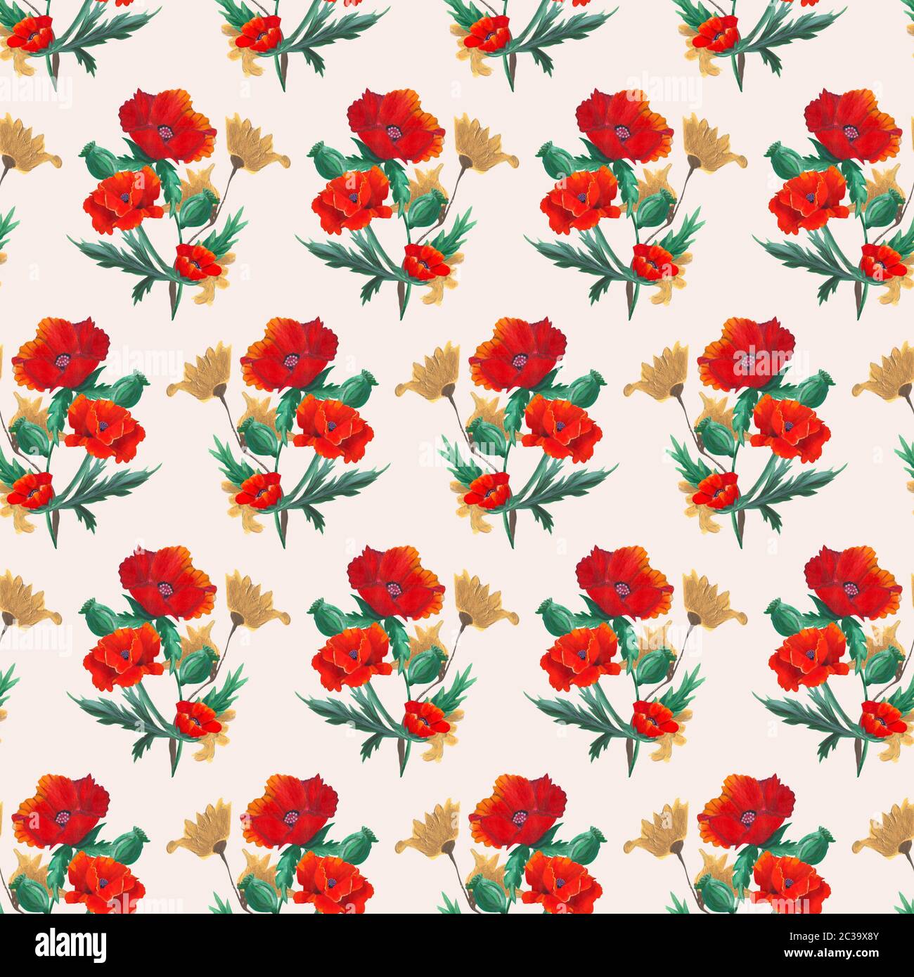 beautiful poppies in a seamless pattern design Stock Photo - Alamy