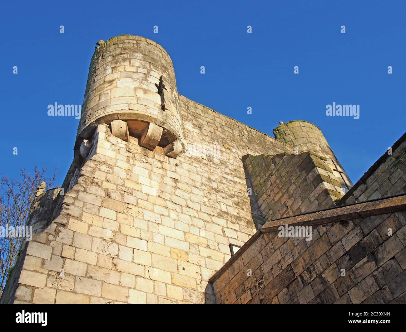 a close up of a corner turrets on bootham Bar the 11 century gatehouse ...