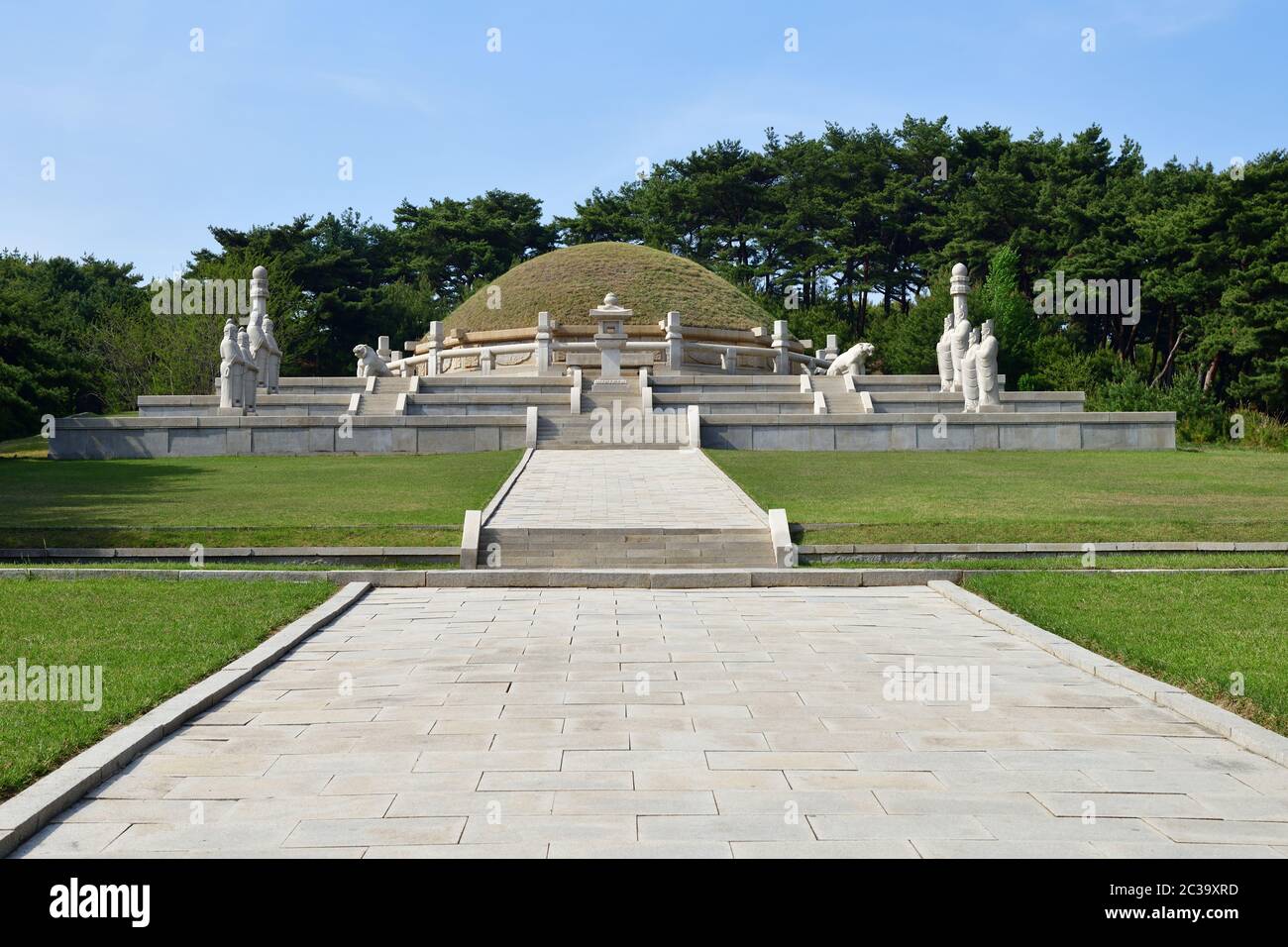 Tomb of King Wanggon or Hyollung Royal tomb. Construction on the tomb ...