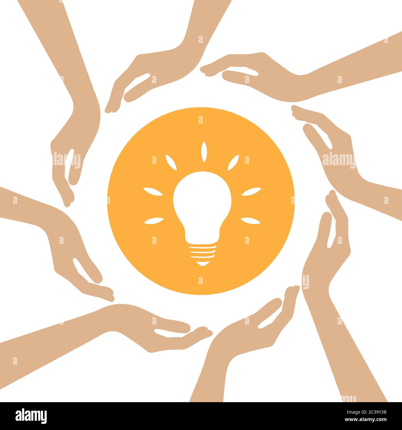 bulb idea symbol in the middle of human hands vector illustration EPS10 ...