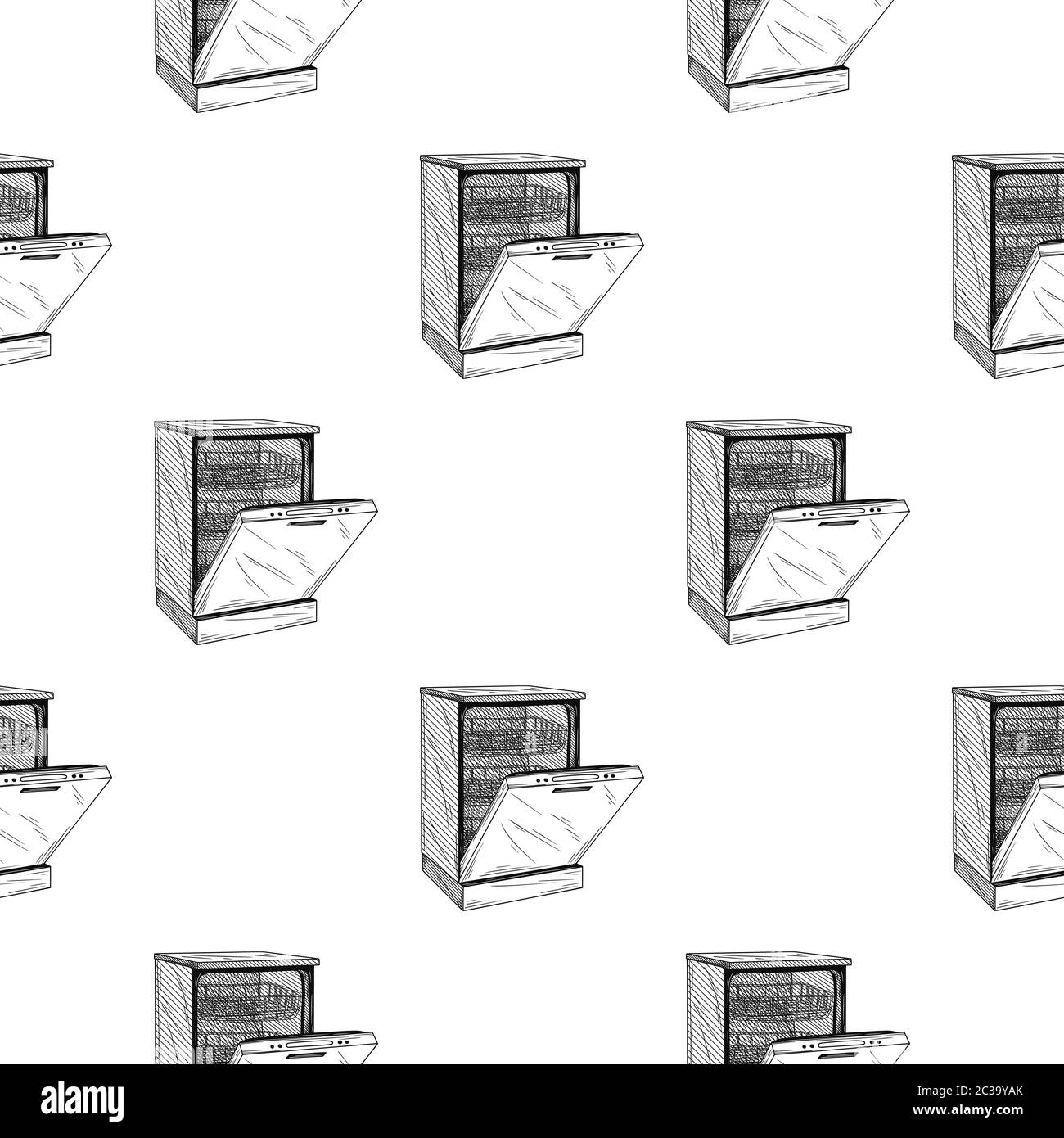 Seamless pattern. Dishwasher on white background. Vector illustrations ...