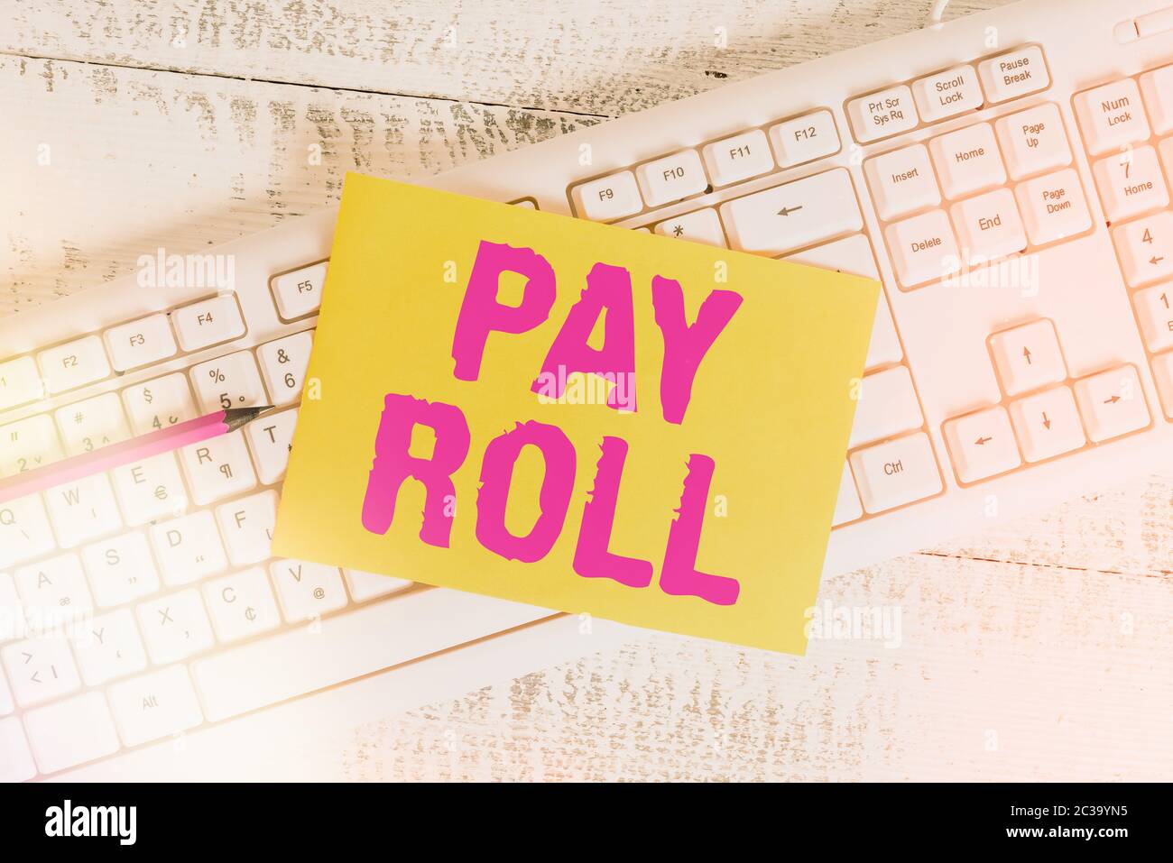 Text sign showing Pay Roll. Business photo showcasing processing ...