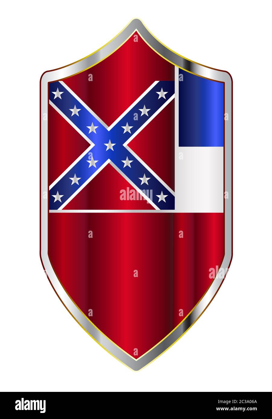 A typical crusader type shield with the state flag of Mississippi all ...