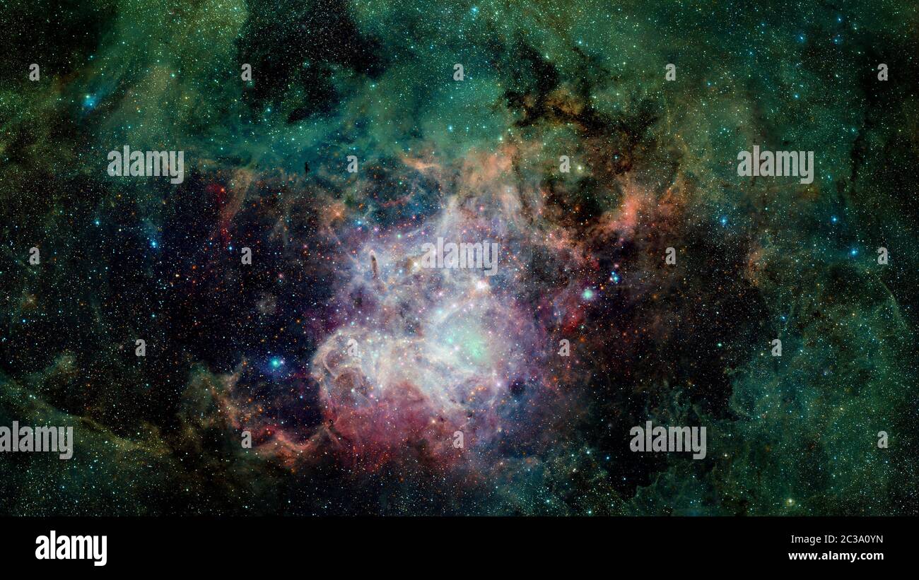 Green cosmic background. Nebulae space. Elements of this image ...