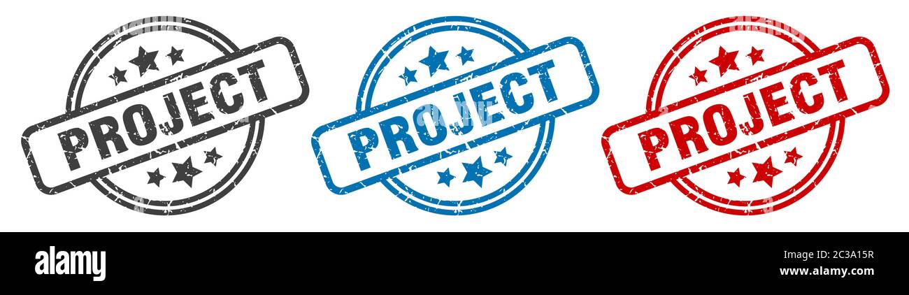project stamp. project round isolated sign. project label set Stock ...