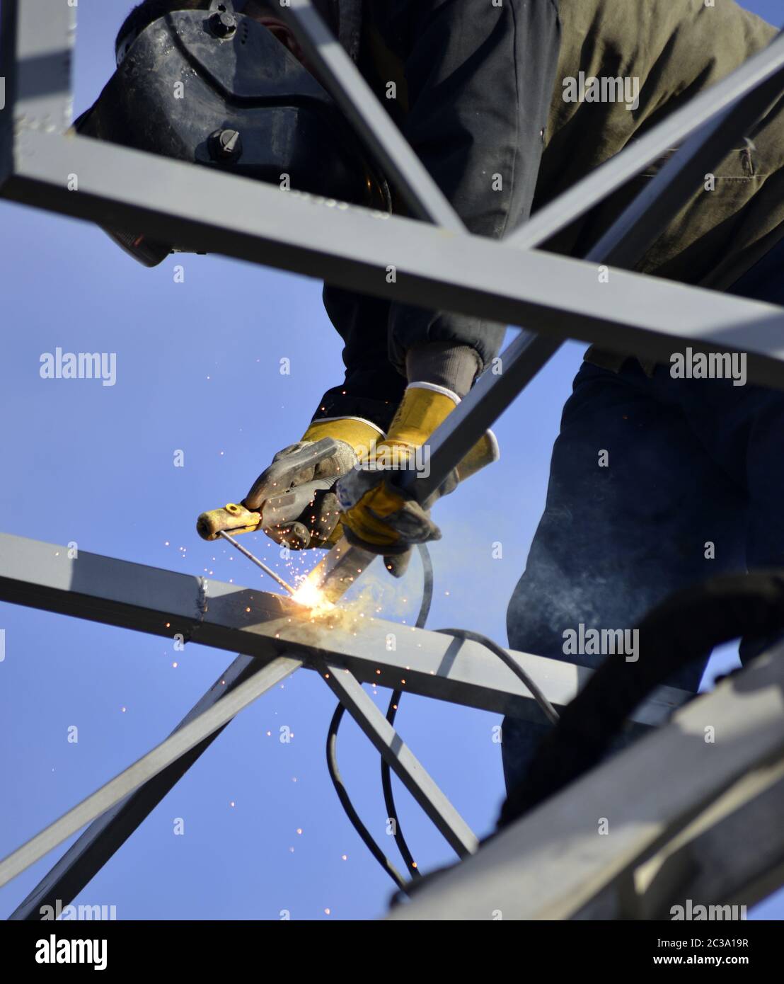 Construction worker welding on site hi-res stock photography and images ...